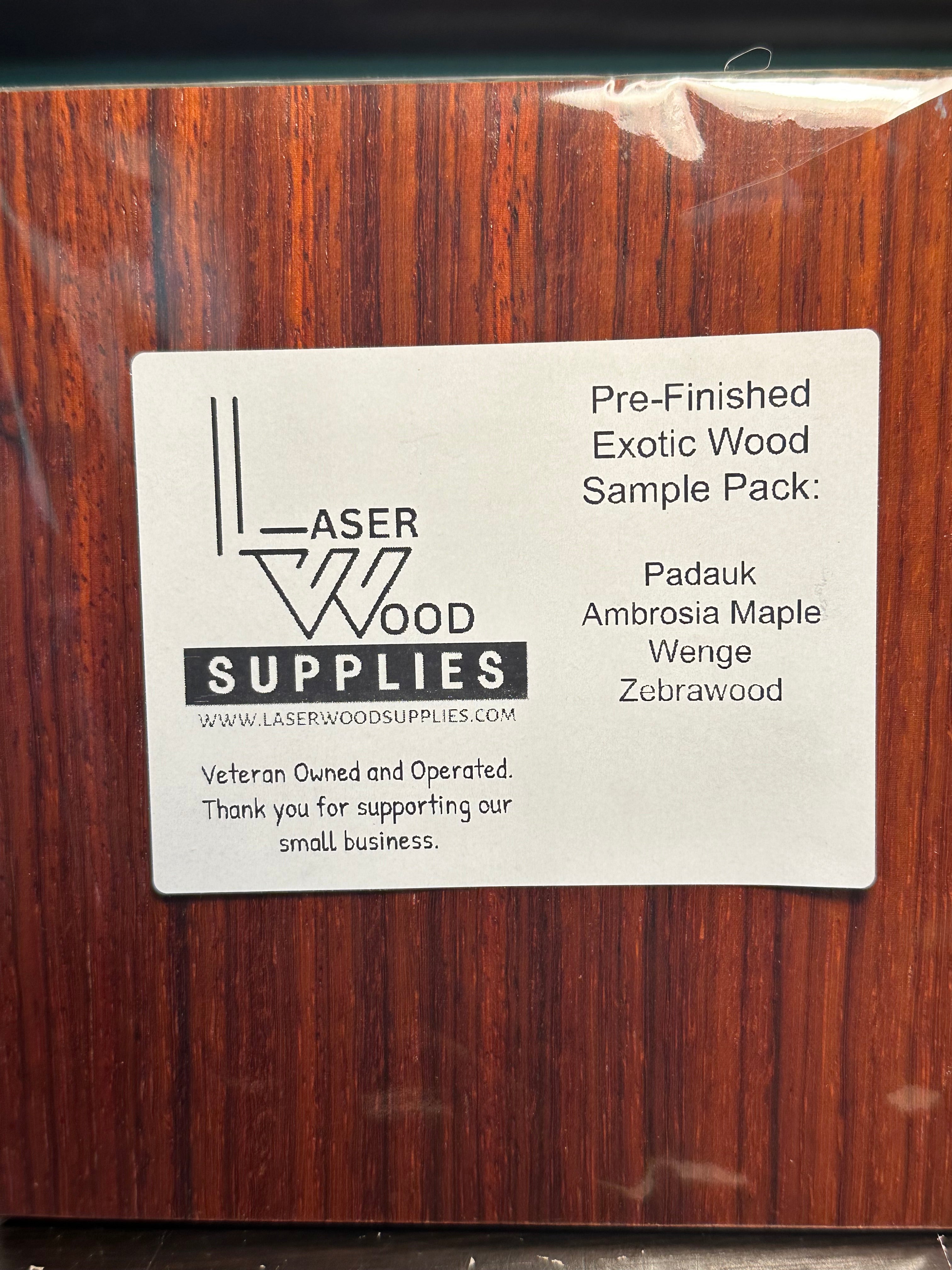 Prefinished Exotic wood sample pack – Laser Wood Supplies